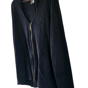 XCVI | Jackets & Coats | Xcvi Deep V Neck Zip Up Hoodie In Black Jacket ...